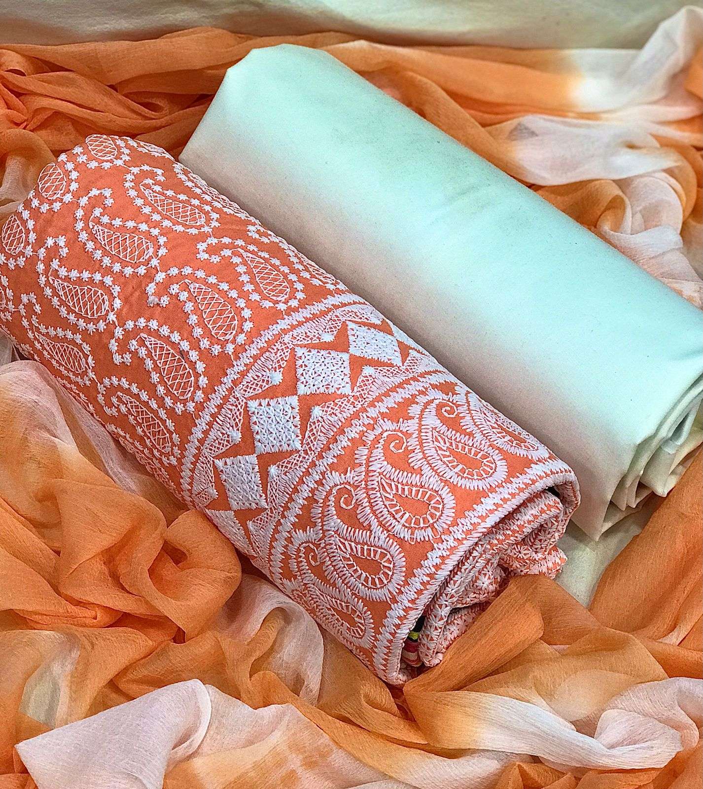 Cotton With Chikan work Dress Material collection