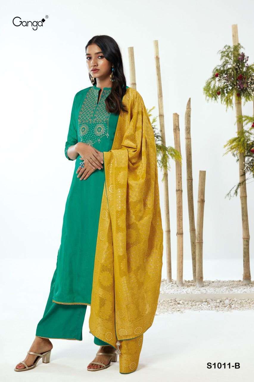 Ganga Fashion Zanna 1011 Silk with handwork Dress Material collection ...