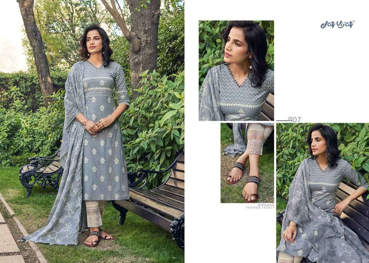 Jay Vijay Suhana Lawn Cotton Khadi Print With Hand Work Dress Material ...