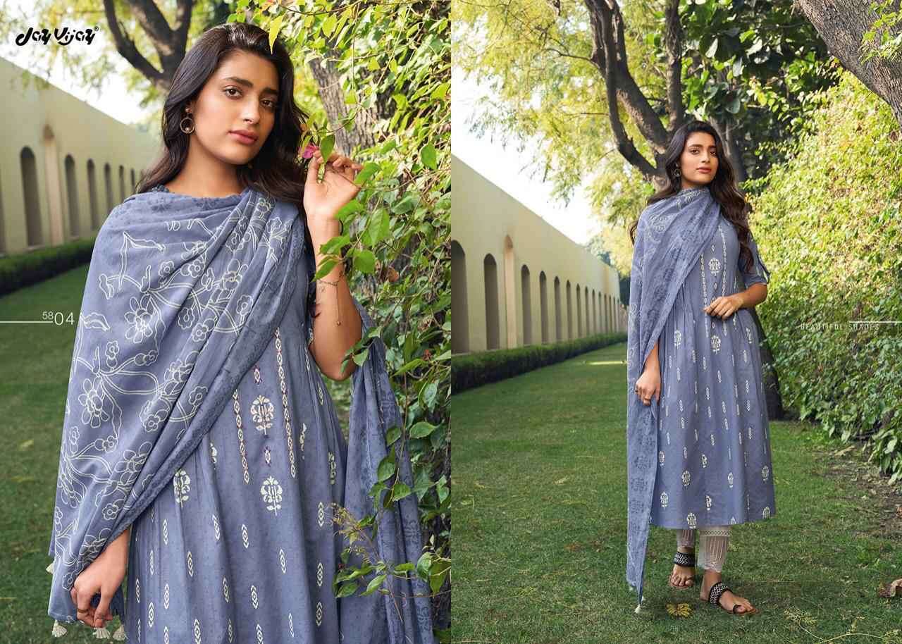 Jay Vijay Suhana Lawn Cotton Khadi Print With Hand Work Dress Material ...