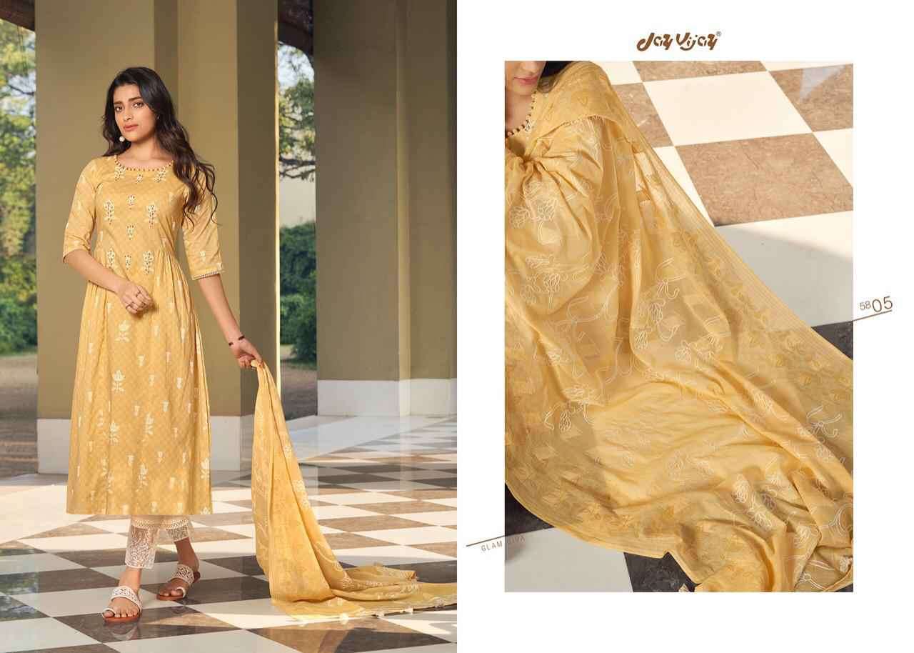 Jay Vijay Suhana Lawn Cotton Khadi Print With Hand Work Dress Material ...