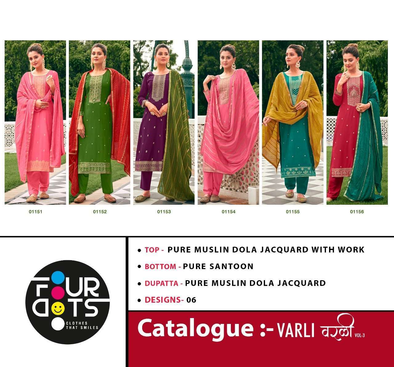 Kessi fabrics Four Dots Varli vol 3 Muslin silk with fancy Dress ...