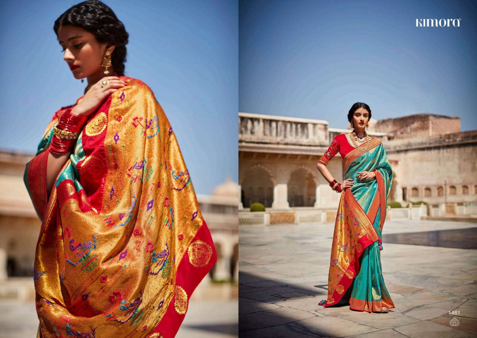 Kimora fashion Sunheri vol 18 Silk with Fancy Work Wedding Wear Saree ...