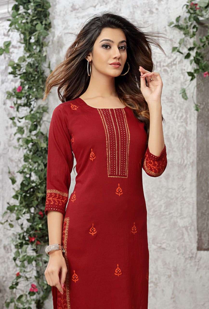 Pari Blossom Rayon with fancy work Kurti collection at wholesale rate