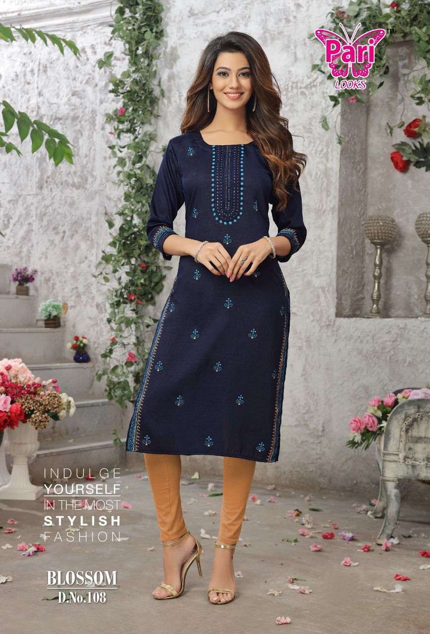 Pari Blossom Rayon with fancy work Kurti collection at wholesale rate