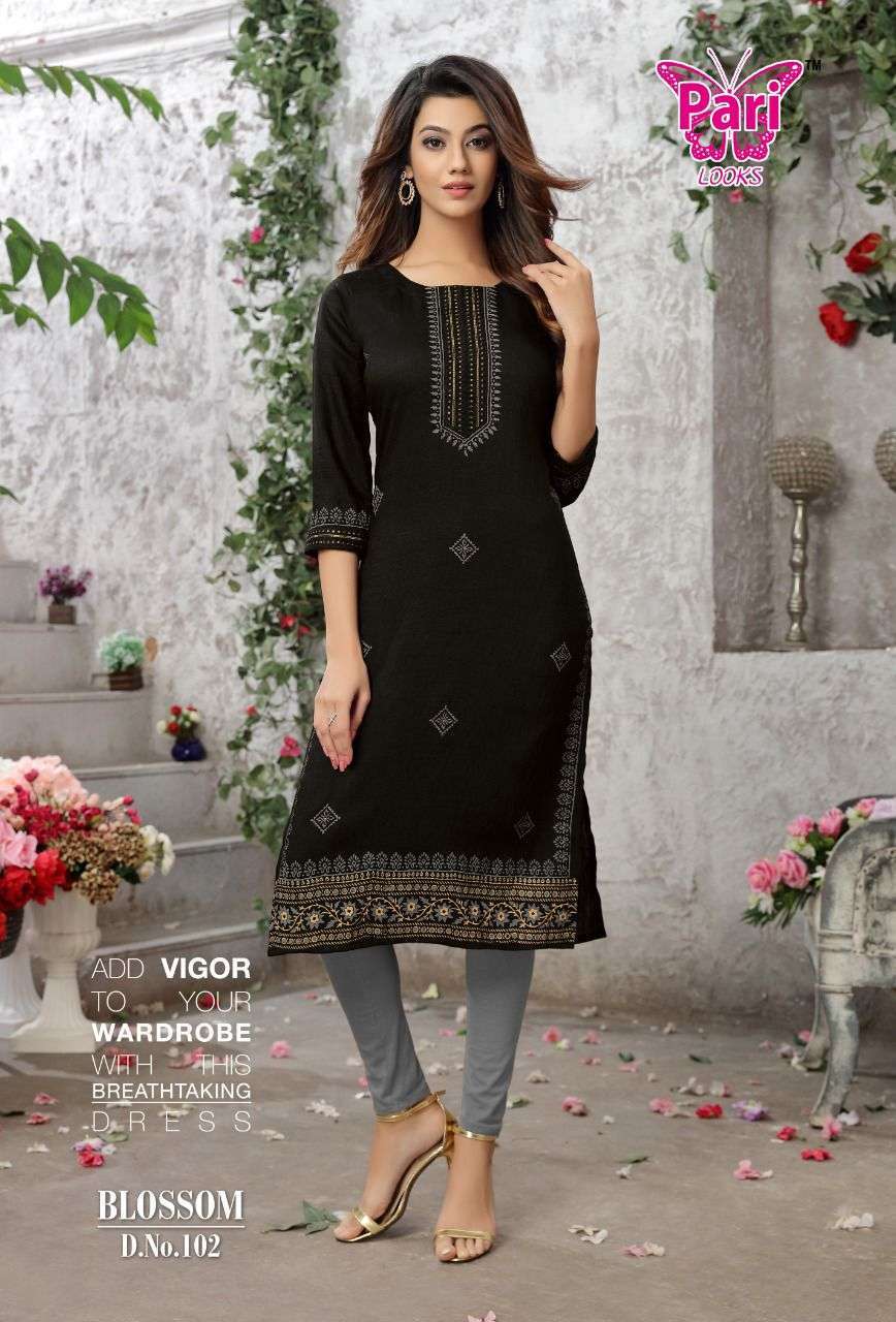 Pari Blossom Rayon with fancy work Kurti collection at wholesale rate