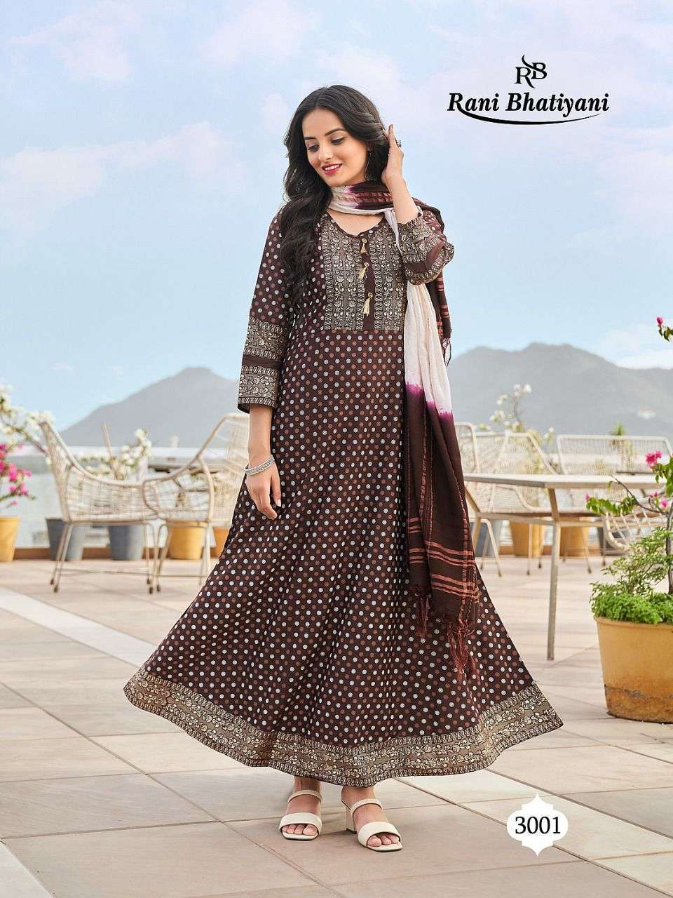 Rani Bhatiya Ankita vol 3 Rayon With Long Designer Gown With Dupatta ...