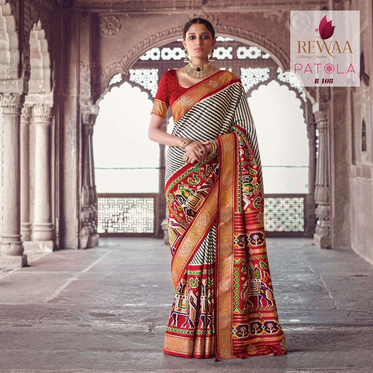 Rewaa Fashion Nalanda 108 Colour Silk with Laheriya Patola Design Saree ...