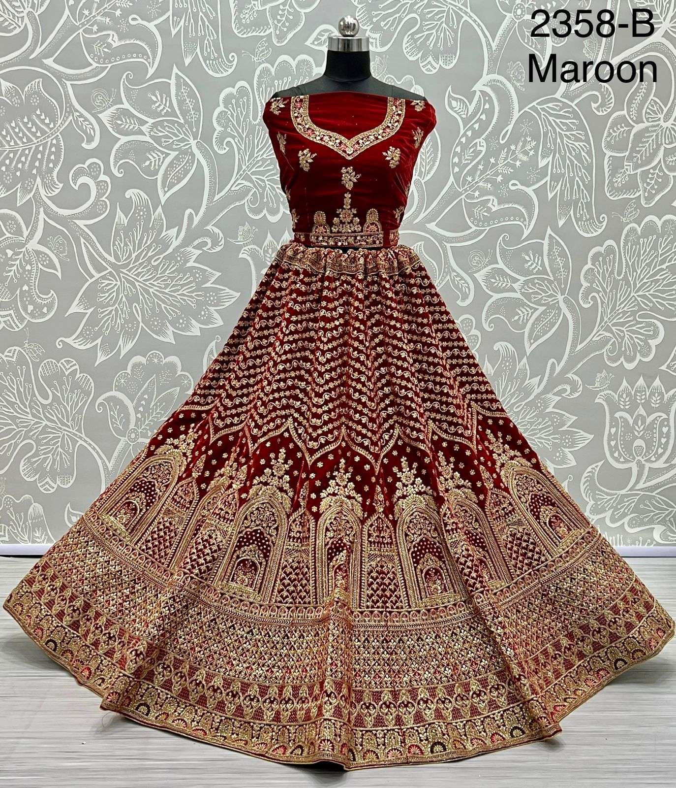 A2358 Velvet With Dori Embroidery , Thread work Designer Bridal Wear ...