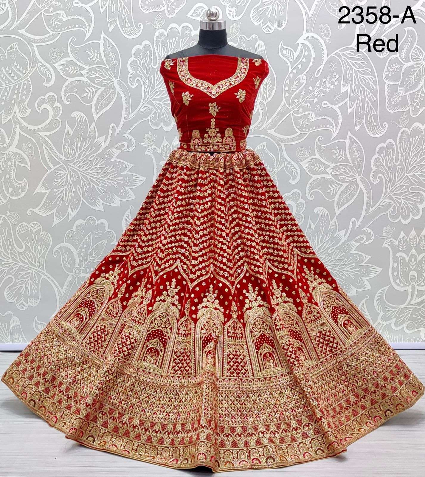 A2358 Velvet With Dori Embroidery , Thread work Designer Bridal Wear ...