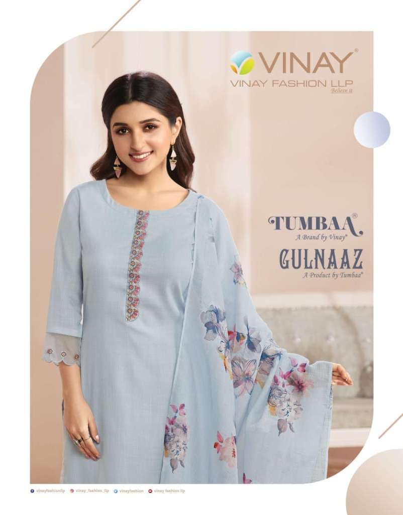Vinay Fashion Tumbaa Gulnaaz Linen With Fancy Work Readymade suits ...