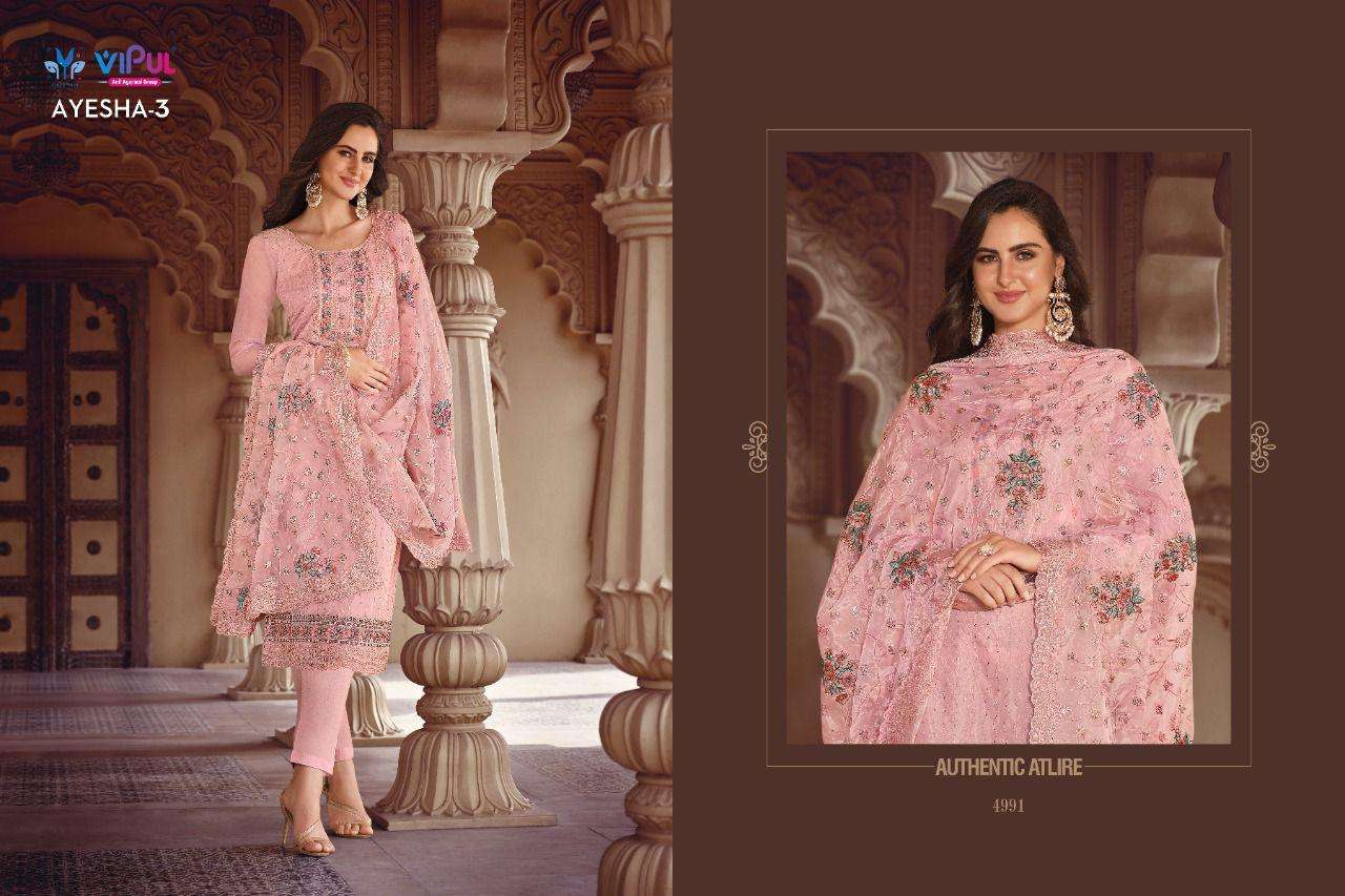 Vipul Fashion Ayesha Vol 3 Organza Silk with fancy Dress Material ...