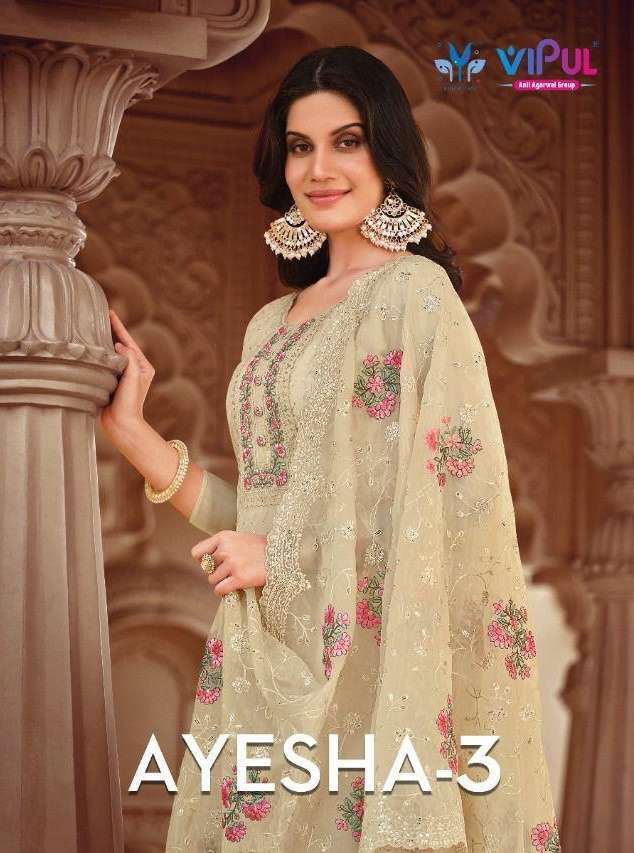 Vipul Fashion Ayesha Vol 3 Organza Silk with fancy Dress Material ...
