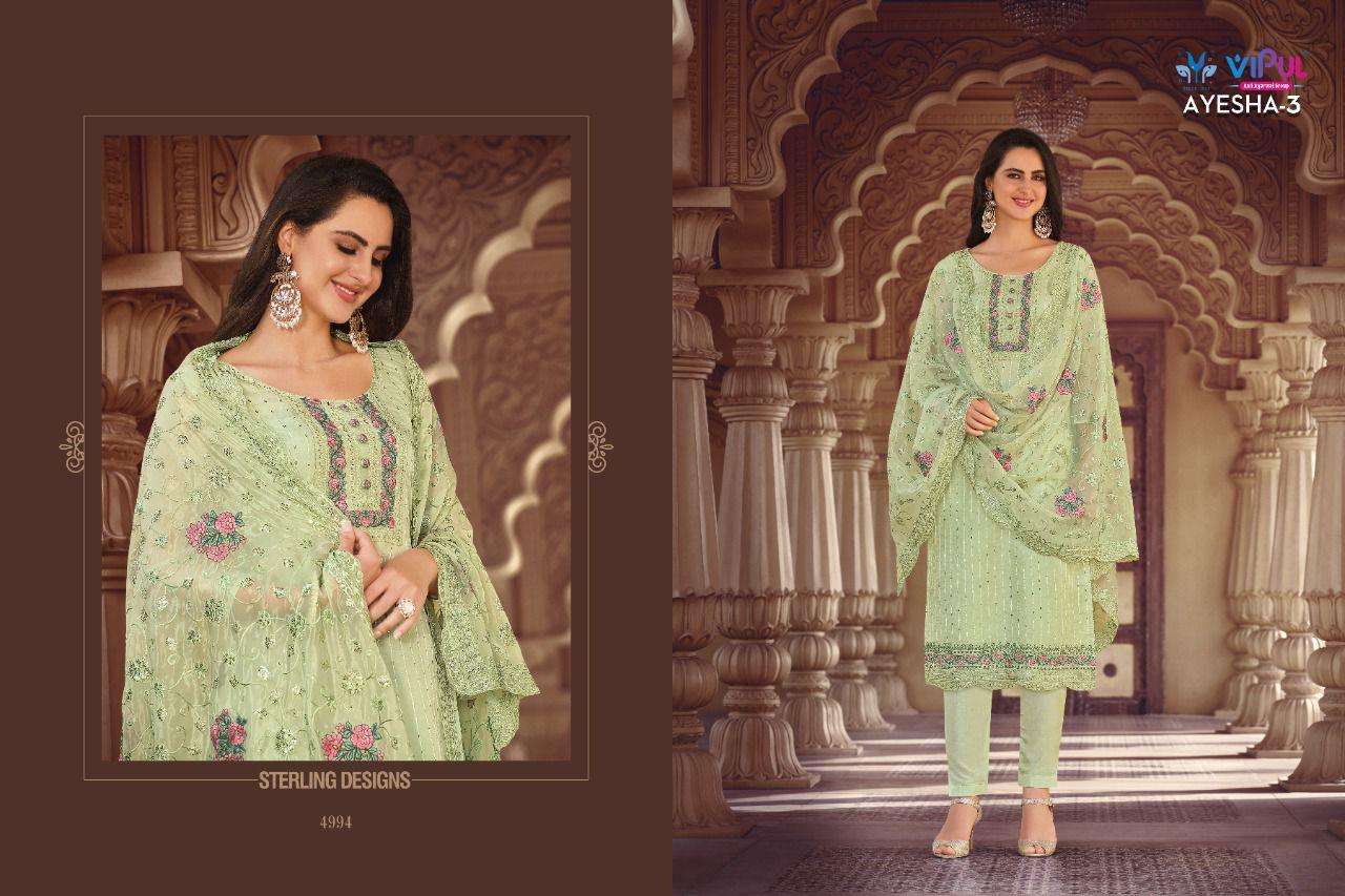 Vipul Fashion Ayesha Vol 3 Organza Silk with fancy Dress Material ...