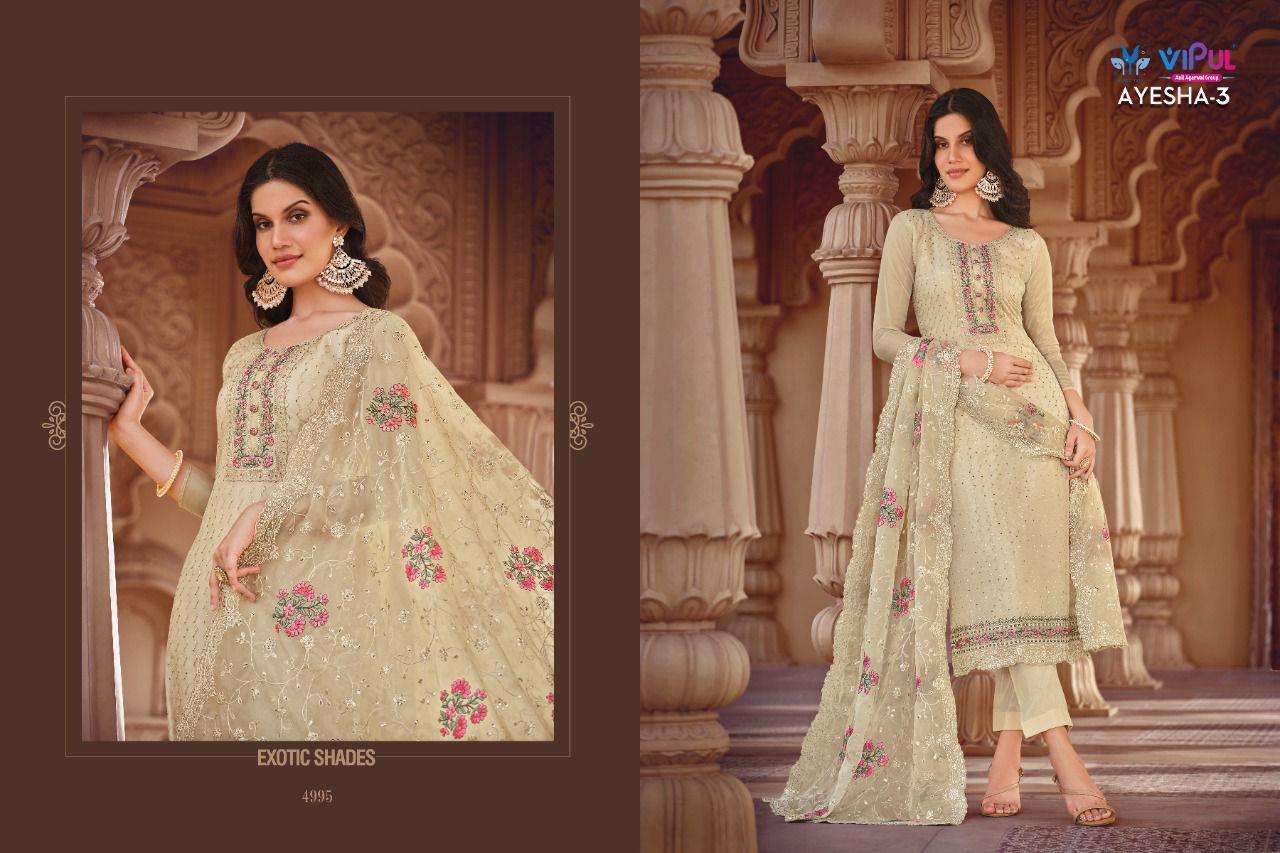 Vipul Fashion Ayesha Vol 3 Organza Silk with fancy Dress Material ...