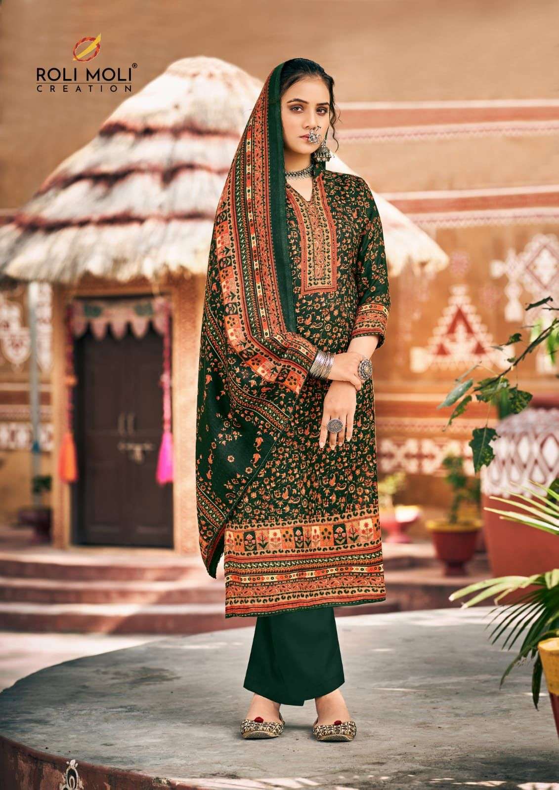 Roli Moli Fanna Pashmina silk with fancy Printed Winter wear suits ...