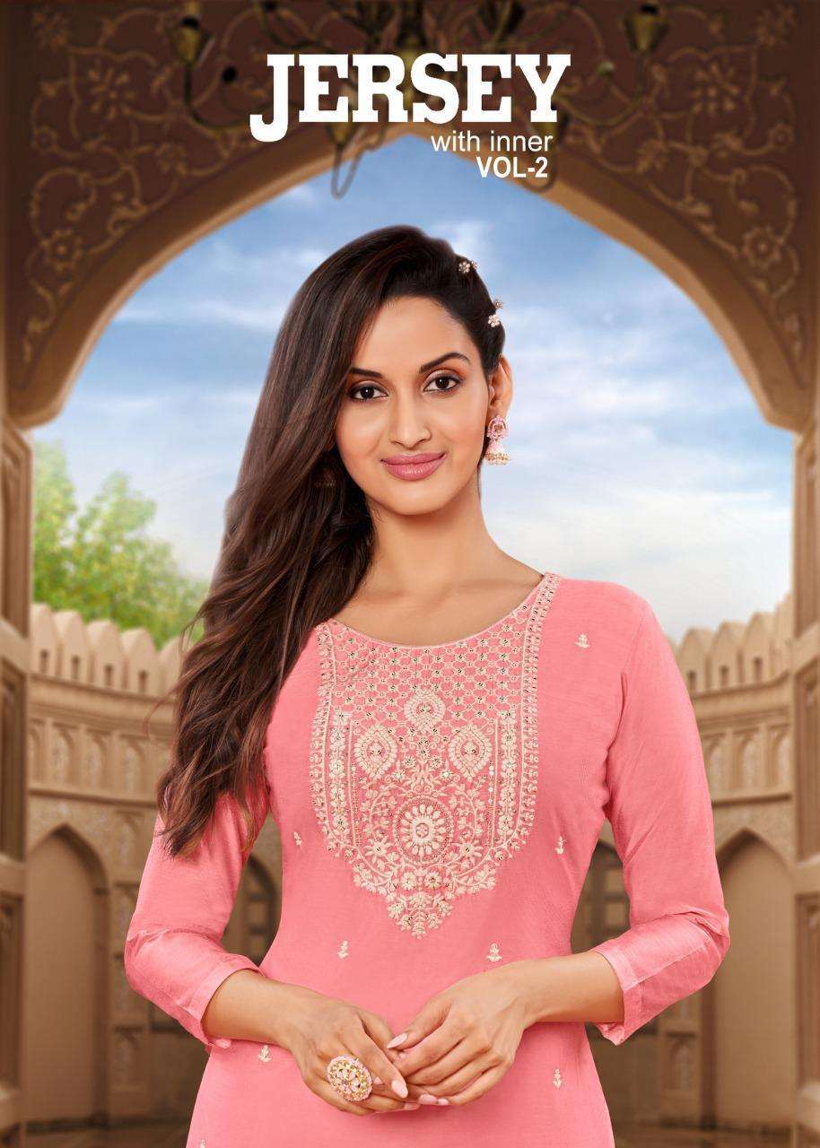 Artio Jersy vol 2 Silk with fancy Work Kurti collection at wholesale rate