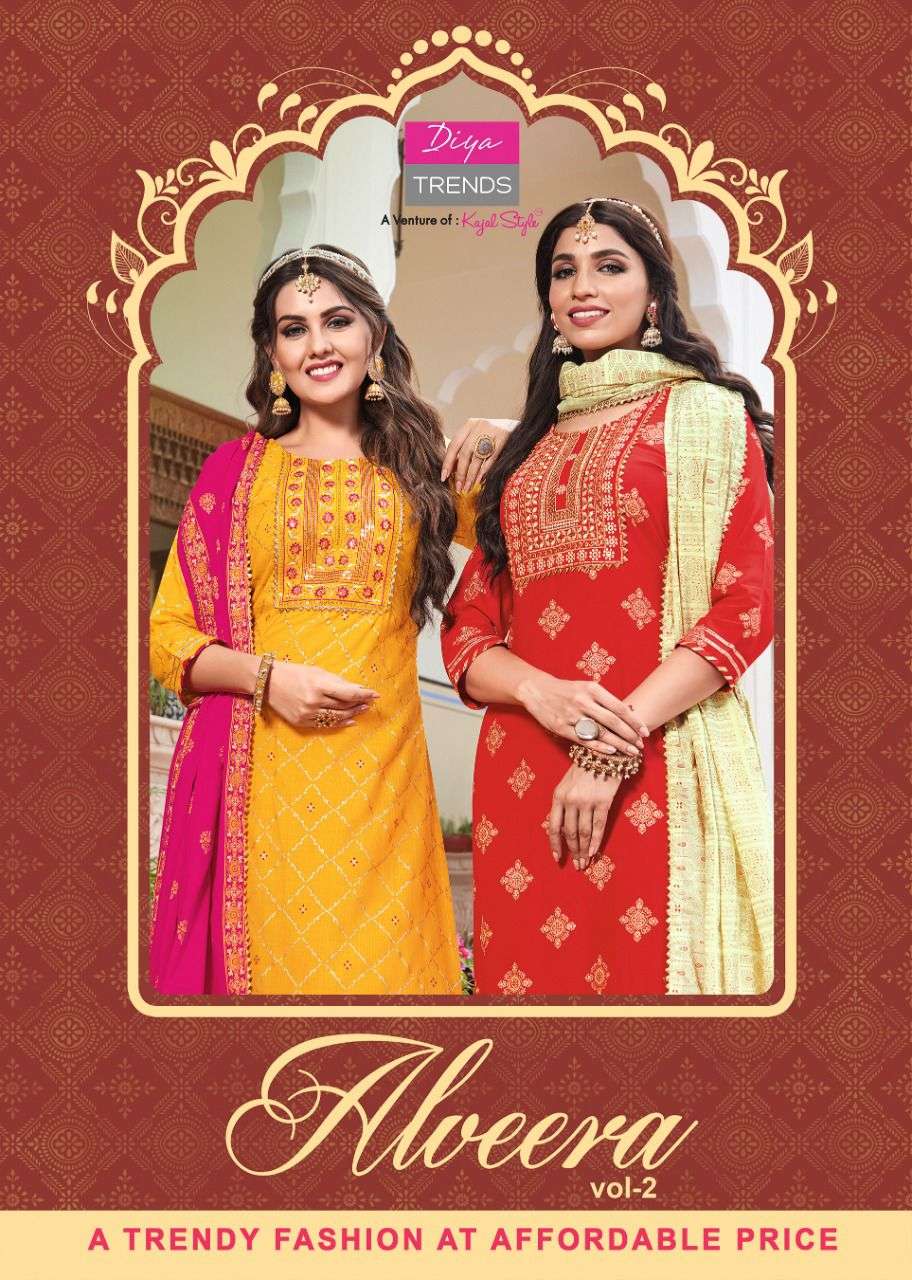 Diya Trends kajal Style Alveera vol 2 Rayon With fancy handwork ...