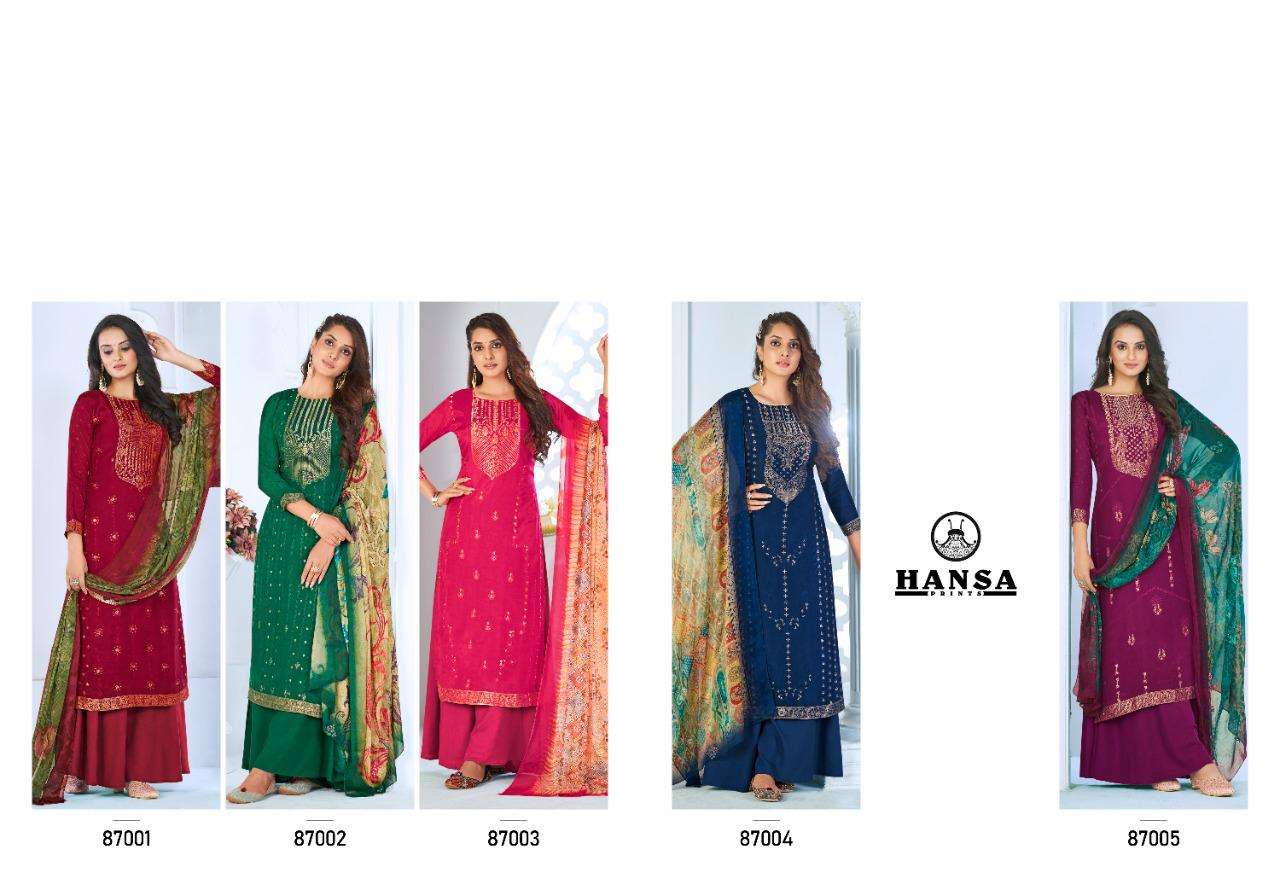 Hansa Banaras Muslin jacquard With fancy Party Wear suits Collection at ...