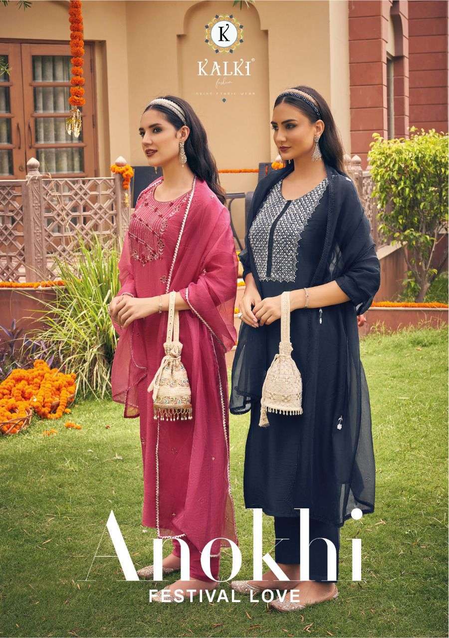 Kalki fashion Anokhi Viscose silk with fancy Designer Readymade suits ...