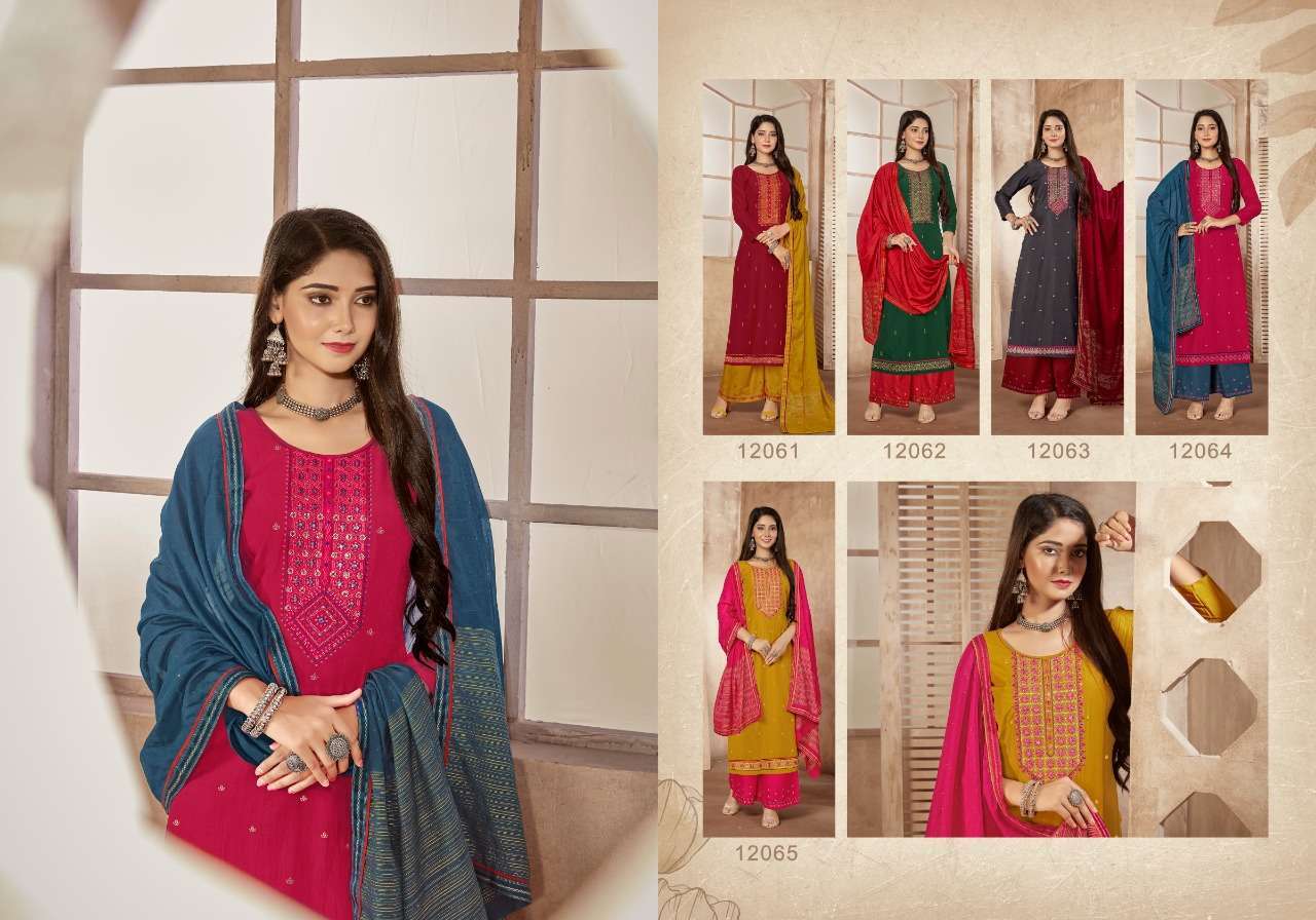 Kessi fabrics Panch Ratna Nakhrali Silk with fancy Work Dress Material ...