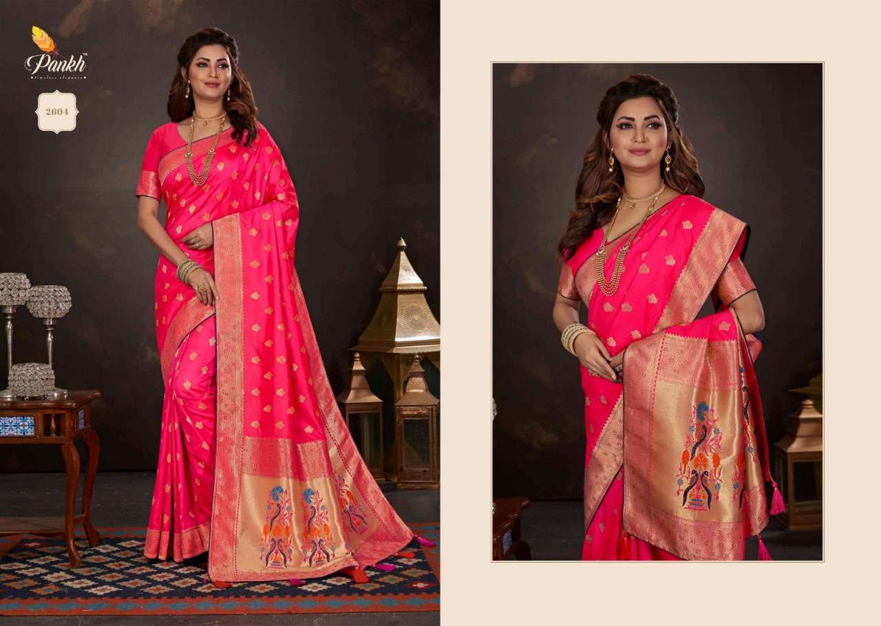 Pink Lotus Pankh Pari silk with Traditinal paithani Design Pallu Saree ...