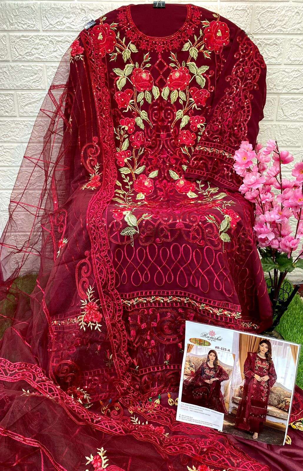 Ramsha fashion 525 NX Georgette with fancy Work Pakistani suits ...