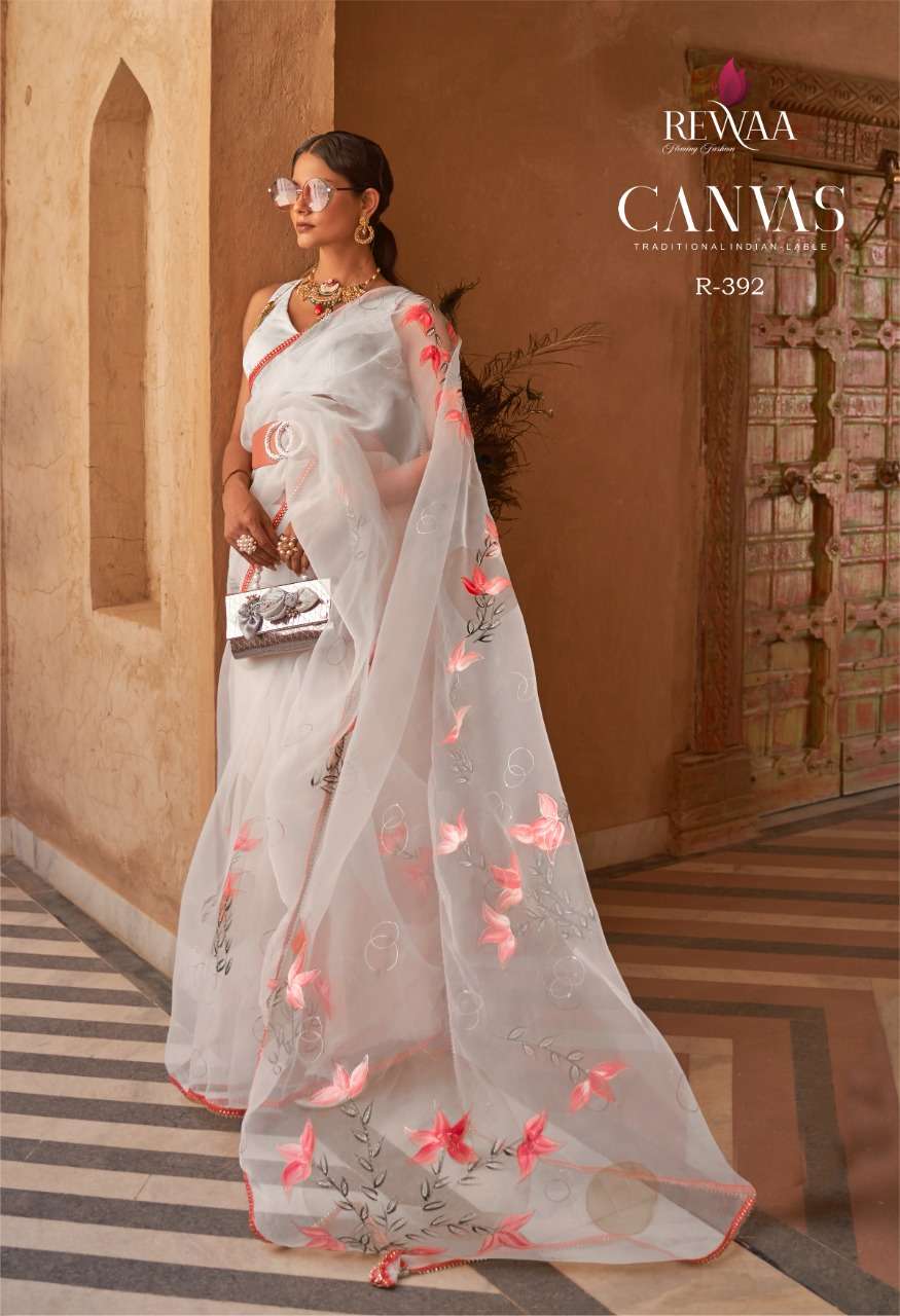 Rewaa Fashion Canvas organza Silk with Print party saree collection at ...