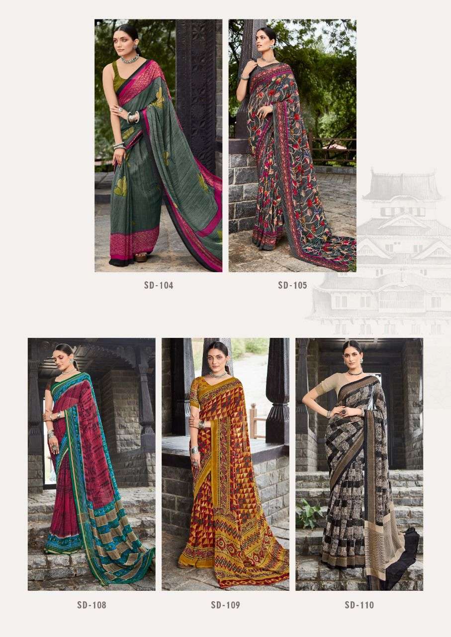Sandar Georgette with Without border Fancy Regular Wear Saree ...