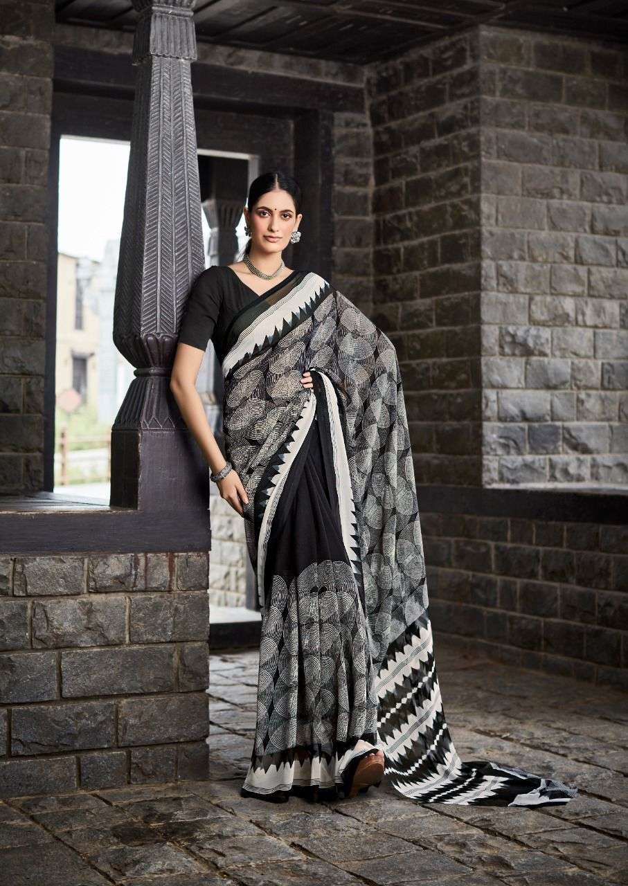 Sandar Georgette with Without border Fancy Regular Wear Saree ...