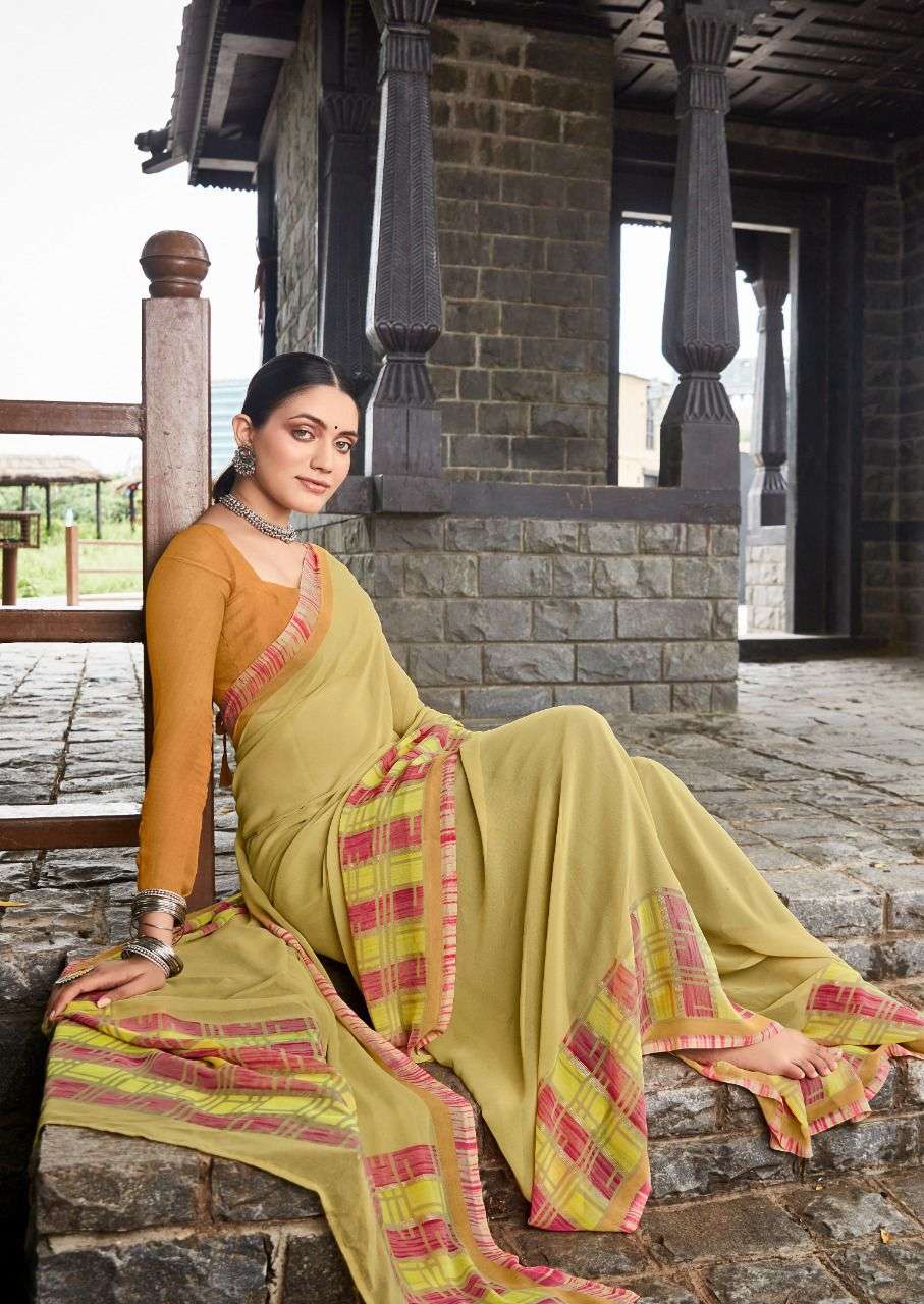 Sandar Georgette with Without border Fancy Regular Wear Saree ...