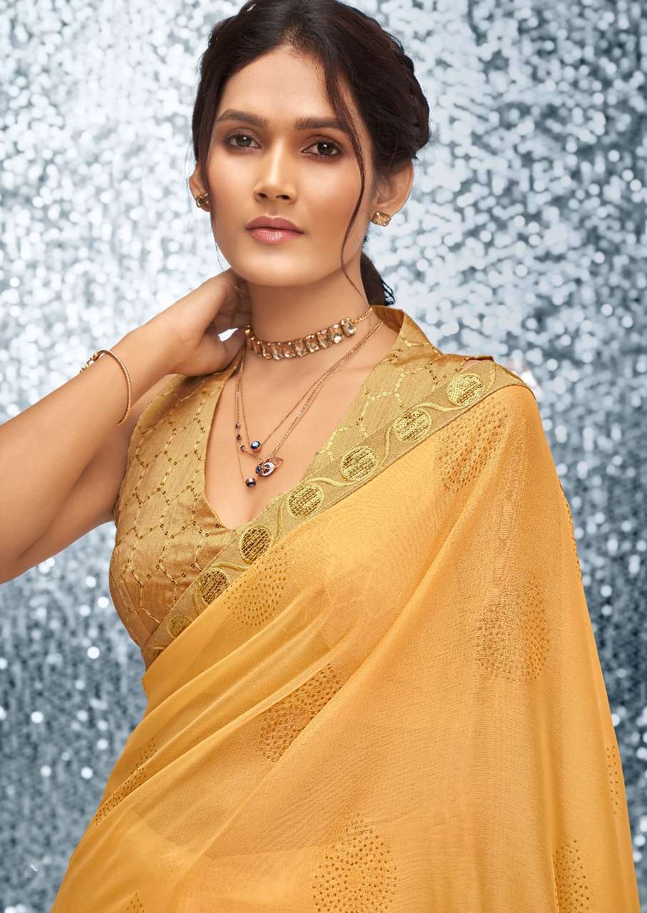 Stavan Emily Satin Chiffon with fancy work saree Collection at ...