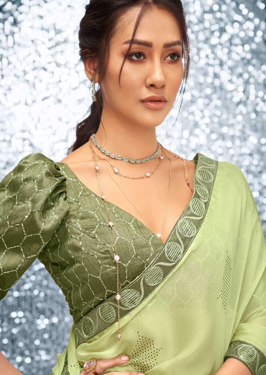 Stavan Emily Satin Chiffon with fancy work saree Collection at ...