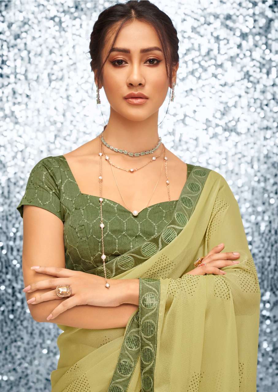 Stavan Emily Satin Chiffon with fancy work saree Collection at ...