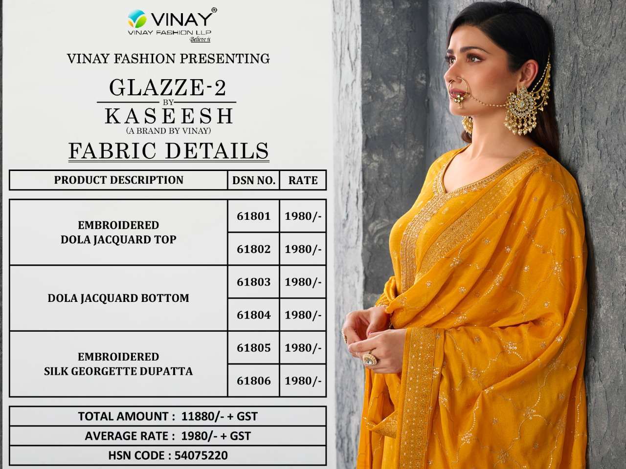 Vinay fashion Kaseesh Glazze Vol 2 Dola Jacquaurd With facny Work ...