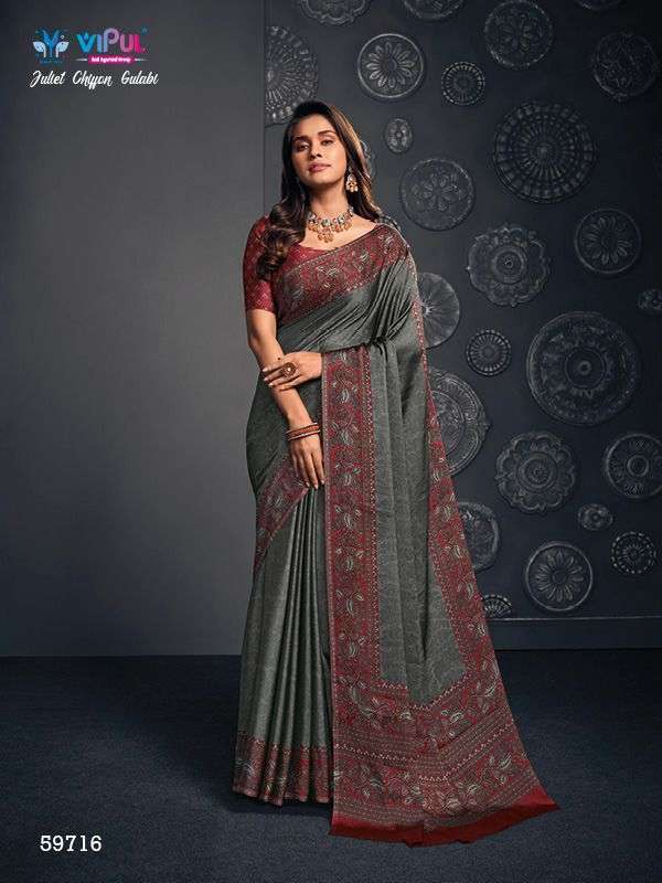 Vipul Fashion Juliet Chiffon With Printed Regular Wear Saree collection ...