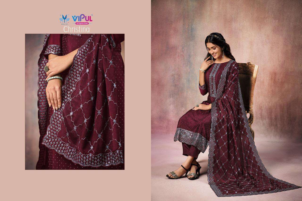 Vipul fashion Christina chinon with embroidery work fancy party wear ...