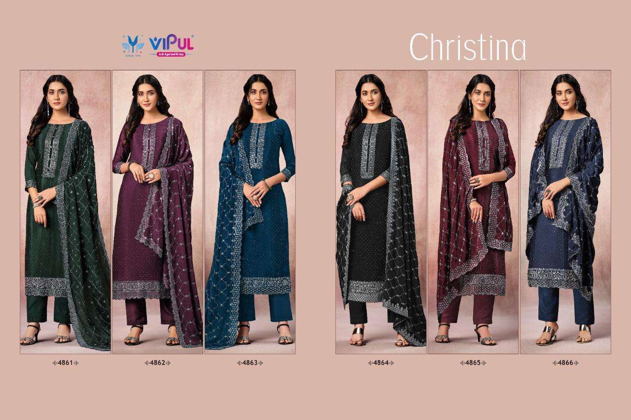 Vipul fashion Christina chinon with embroidery work fancy party wear ...