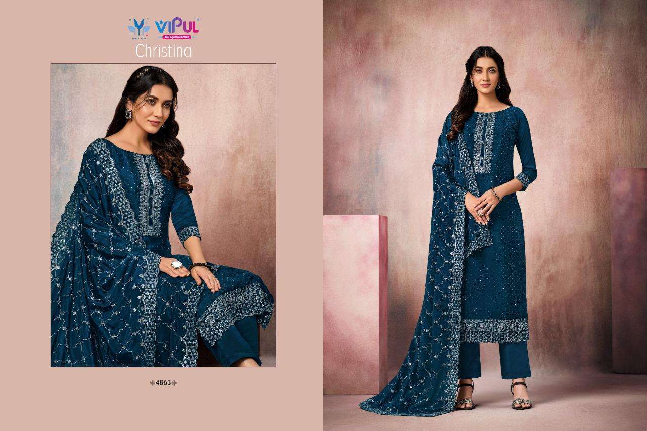 Vipul fashion Christina chinon with embroidery work fancy party wear ...