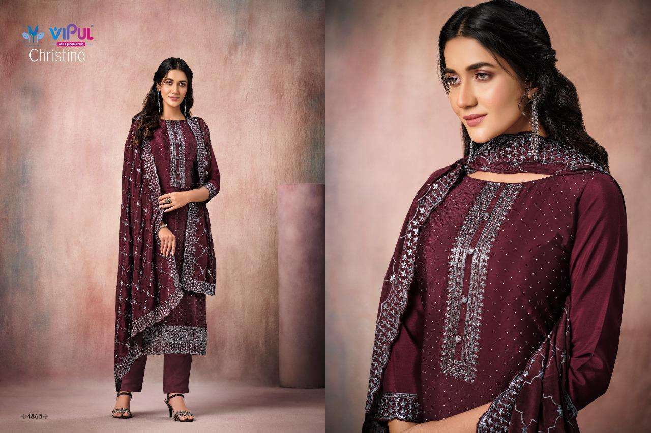 Vipul fashion Christina chinon with embroidery work fancy party wear ...