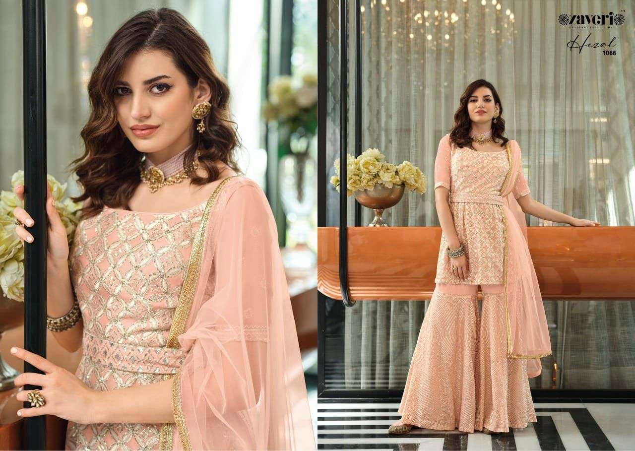 ZAVERI HEZAL LATEST GEORGETTE EMBROIDERY SALWAR SUIT PALAZZO READY MADE ...