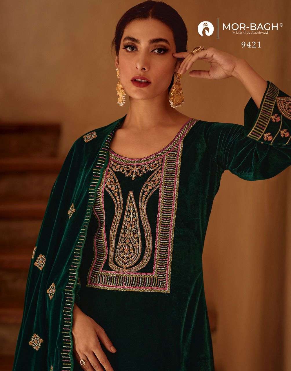 AAshirwad Creation Mor Bagh Eman Velvet with fancy Embroidery work ...