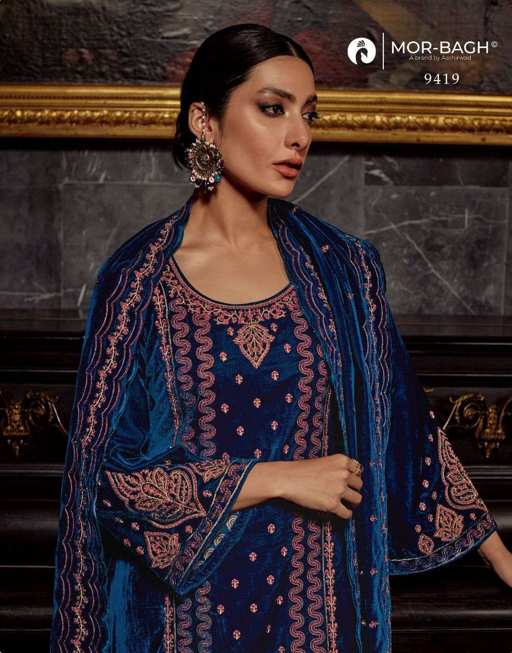 AAshirwad Creation Mor Bagh Eman Velvet with fancy Embroidery work ...