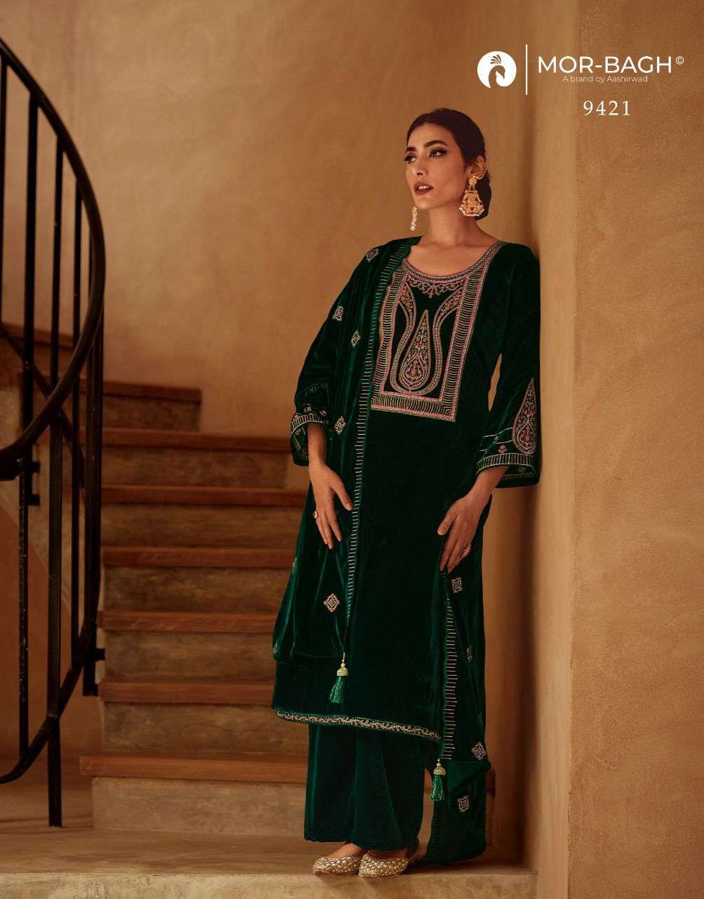 AAshirwad Creation Mor Bagh Eman Velvet with fancy Embroidery work ...