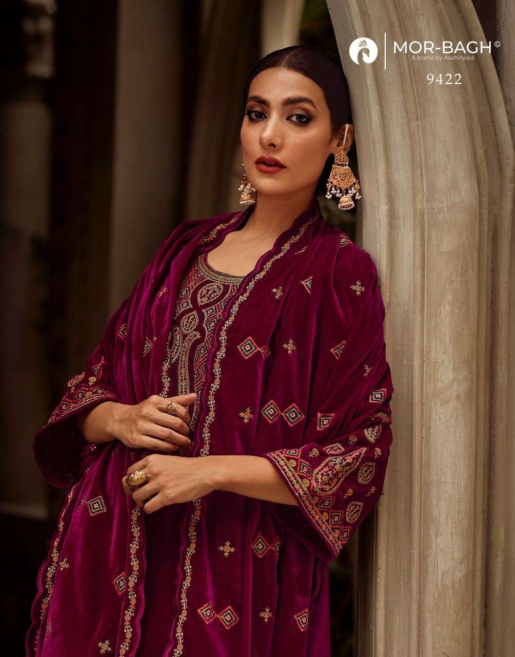 AAshirwad Creation Mor Bagh Eman Velvet with fancy Embroidery work ...