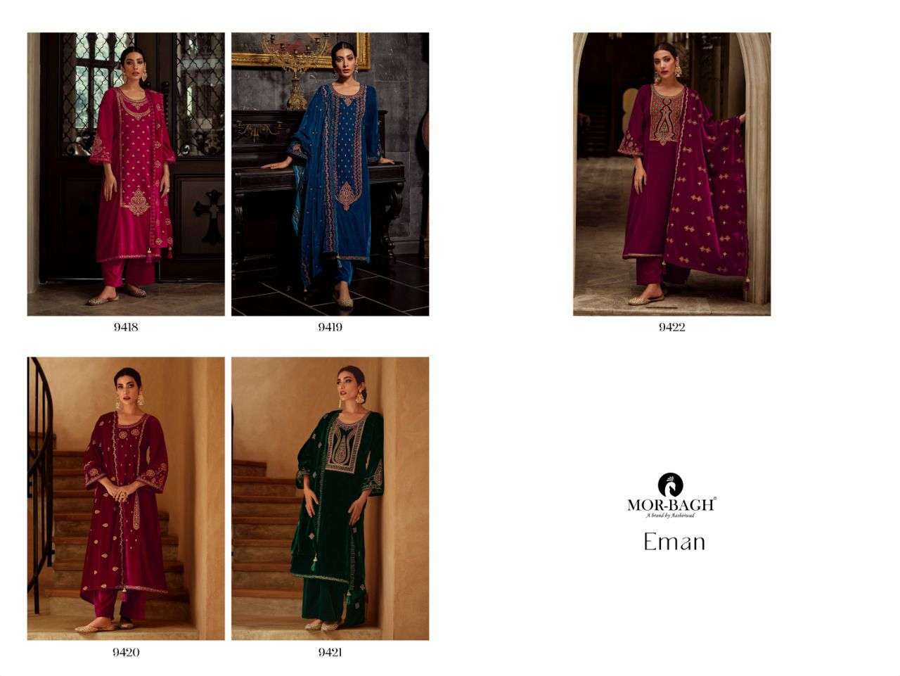 AAshirwad Creation Mor Bagh Eman Velvet with fancy Embroidery work ...