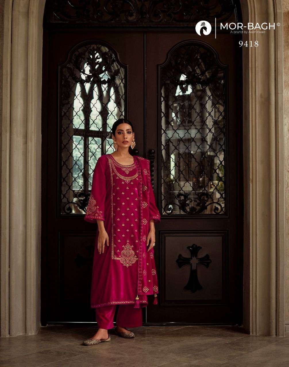 AAshirwad Creation Mor Bagh Eman Velvet with fancy Embroidery work ...