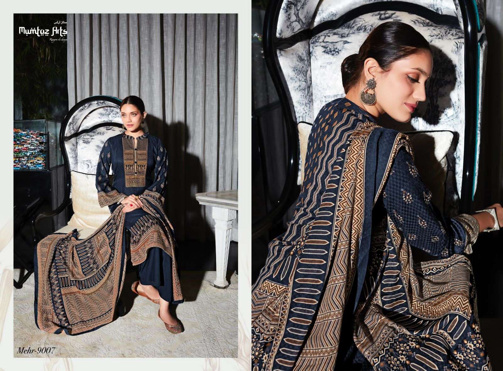 Mumtaz Arts Mehr Twill Pashmina silk with Embroidery work pakistani ...