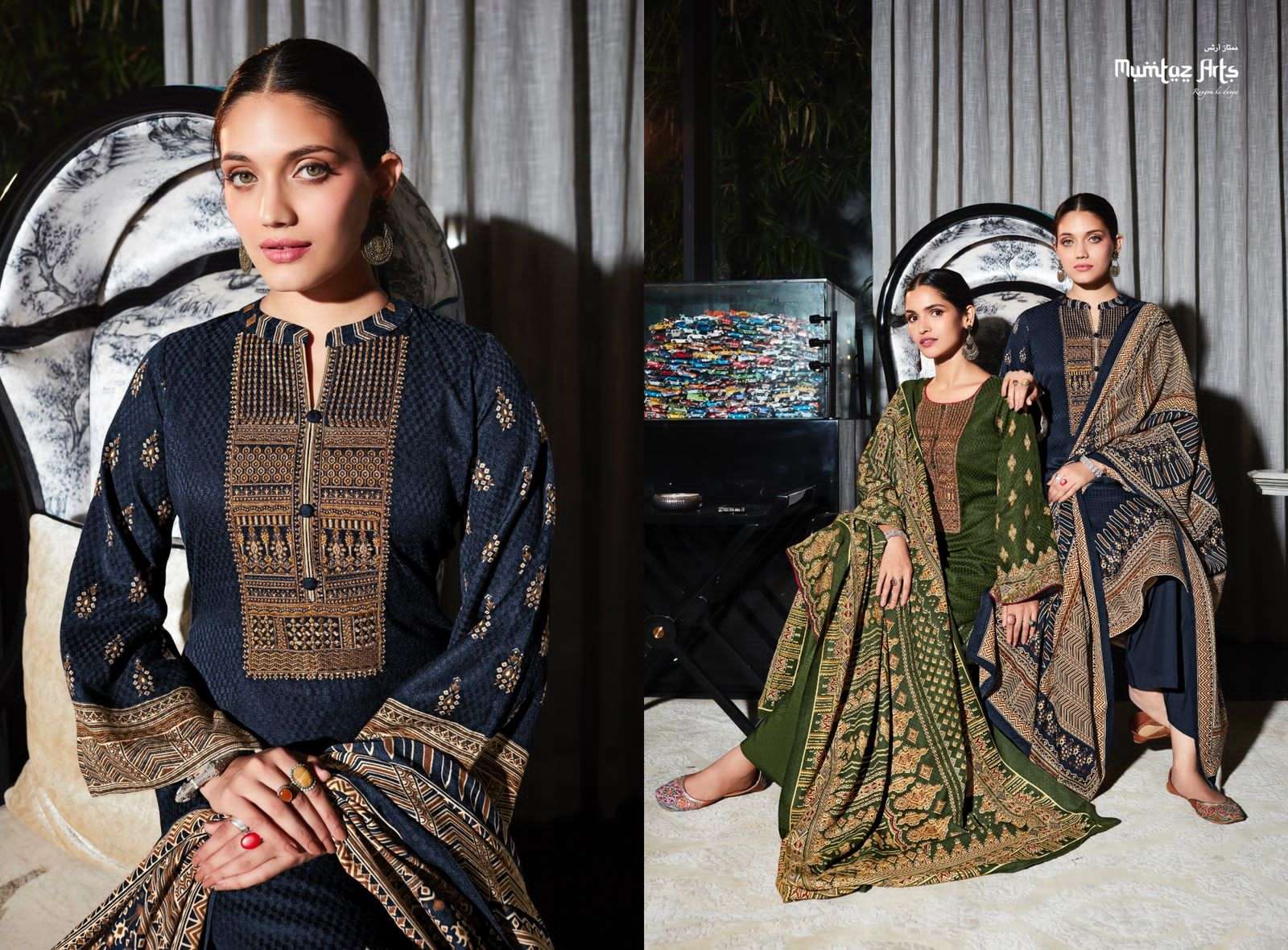 Mumtaz Arts Mehr Twill Pashmina silk with Embroidery work pakistani ...