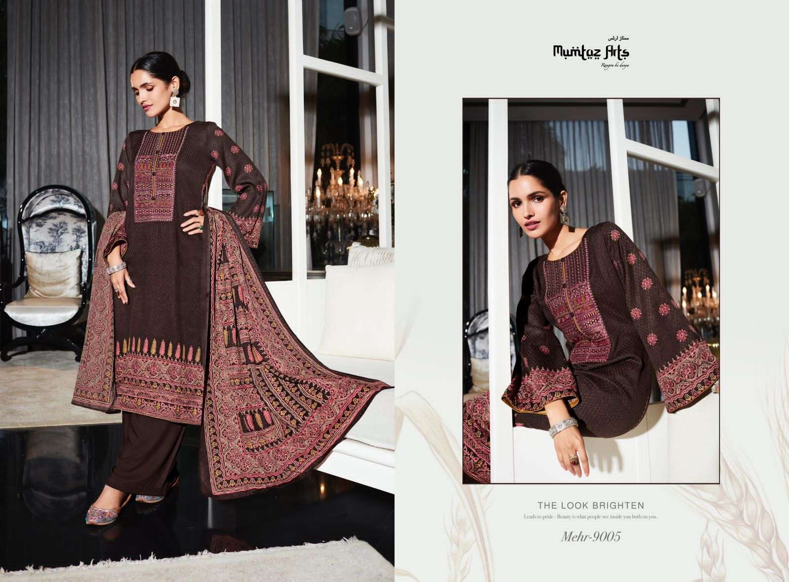 Mumtaz Arts Mehr Twill Pashmina silk with Embroidery work pakistani ...